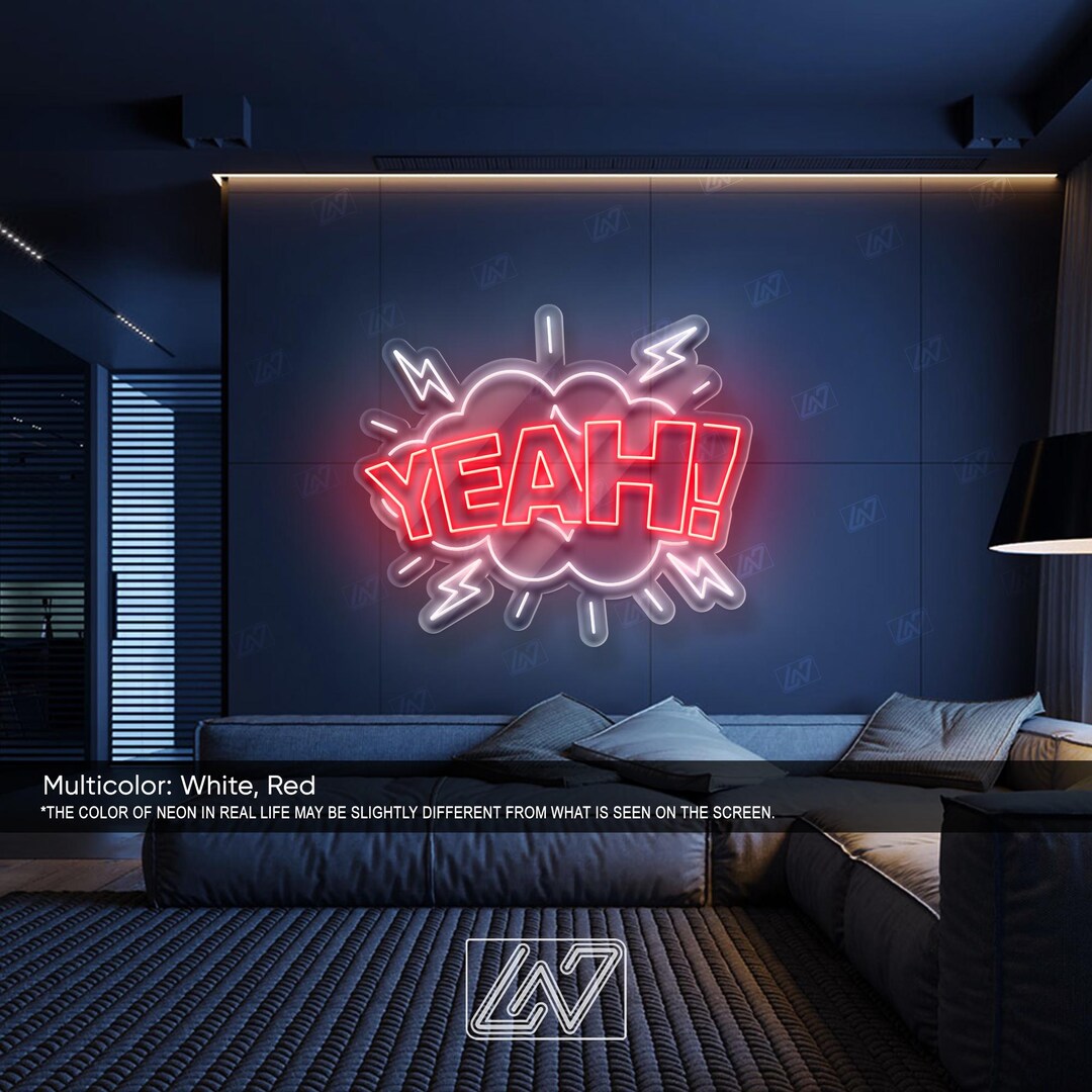 Yeah!- LED Neon Sign, Aesthetic LED Wall Light, Cool Expression Neon ...