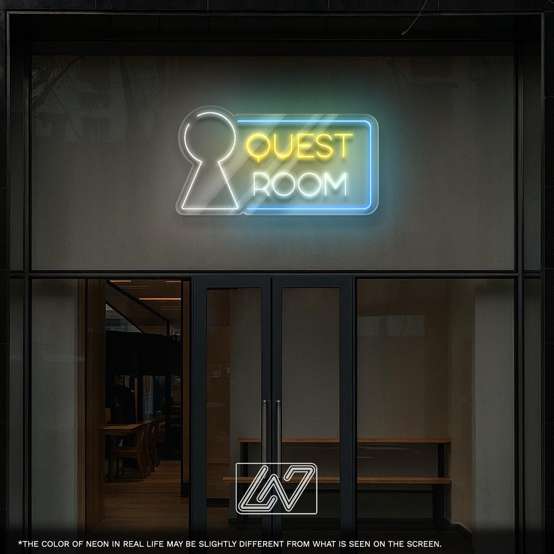 Quest Room LED Neon Sign - Bright Modern Signage for Escape Rooms ...
