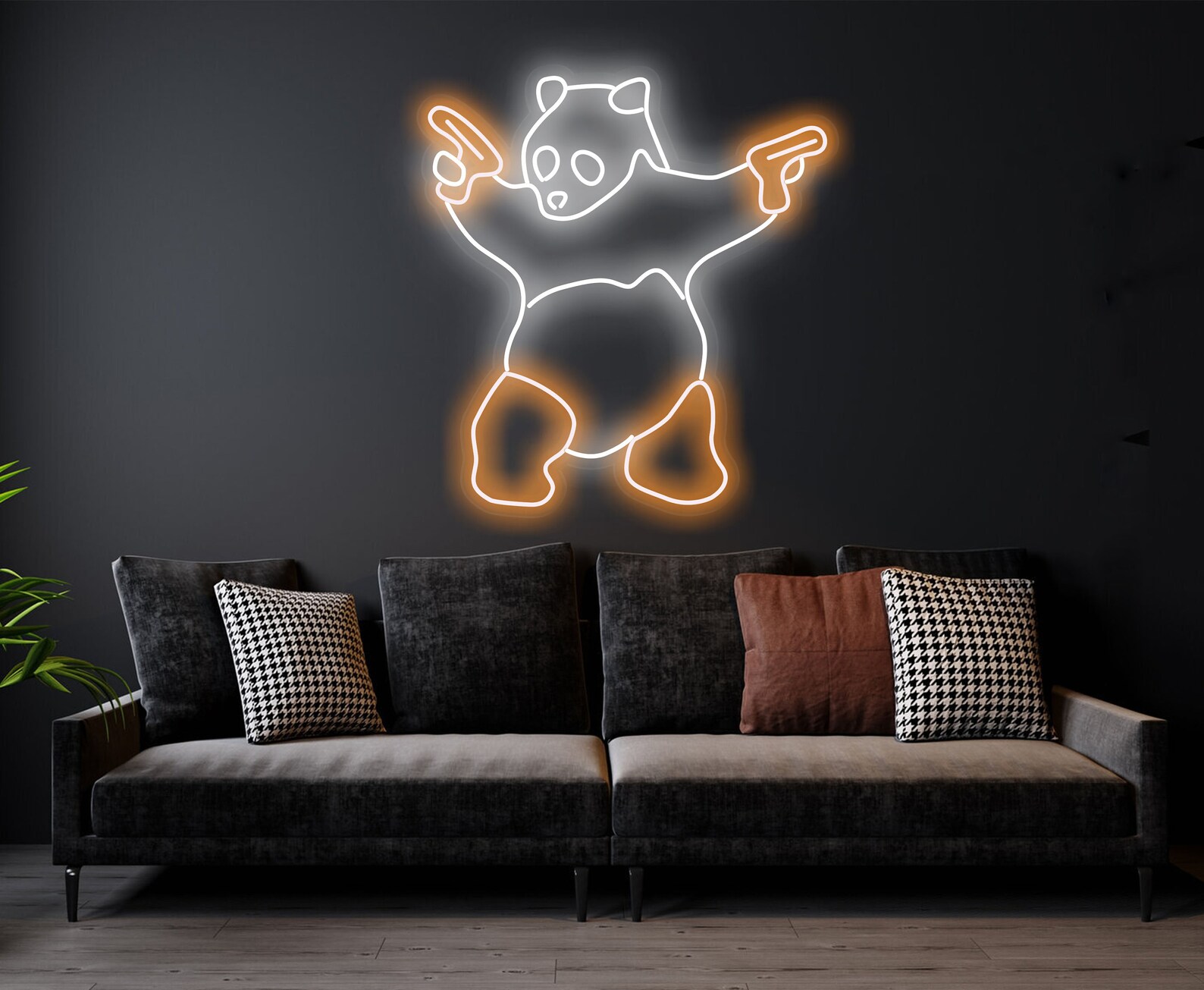 Panda LED Neon Sign animal Sign Panda Light Gangsta Panda | Etsy