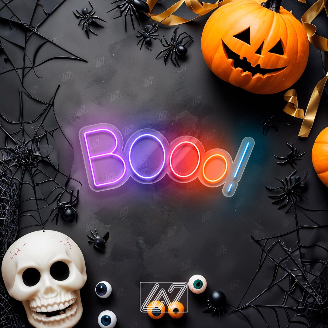 Booo! - LED Neon Sign, Spooky Halloween Led Decor, Scary Halloween ...