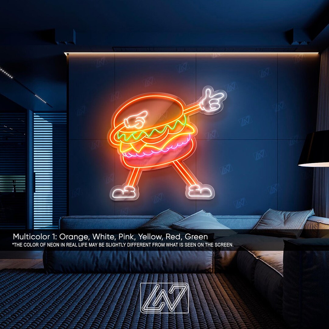 Burger - LED Neon Sign, Custom Food Neon Sign, Fast Food Shop LED Sign ...