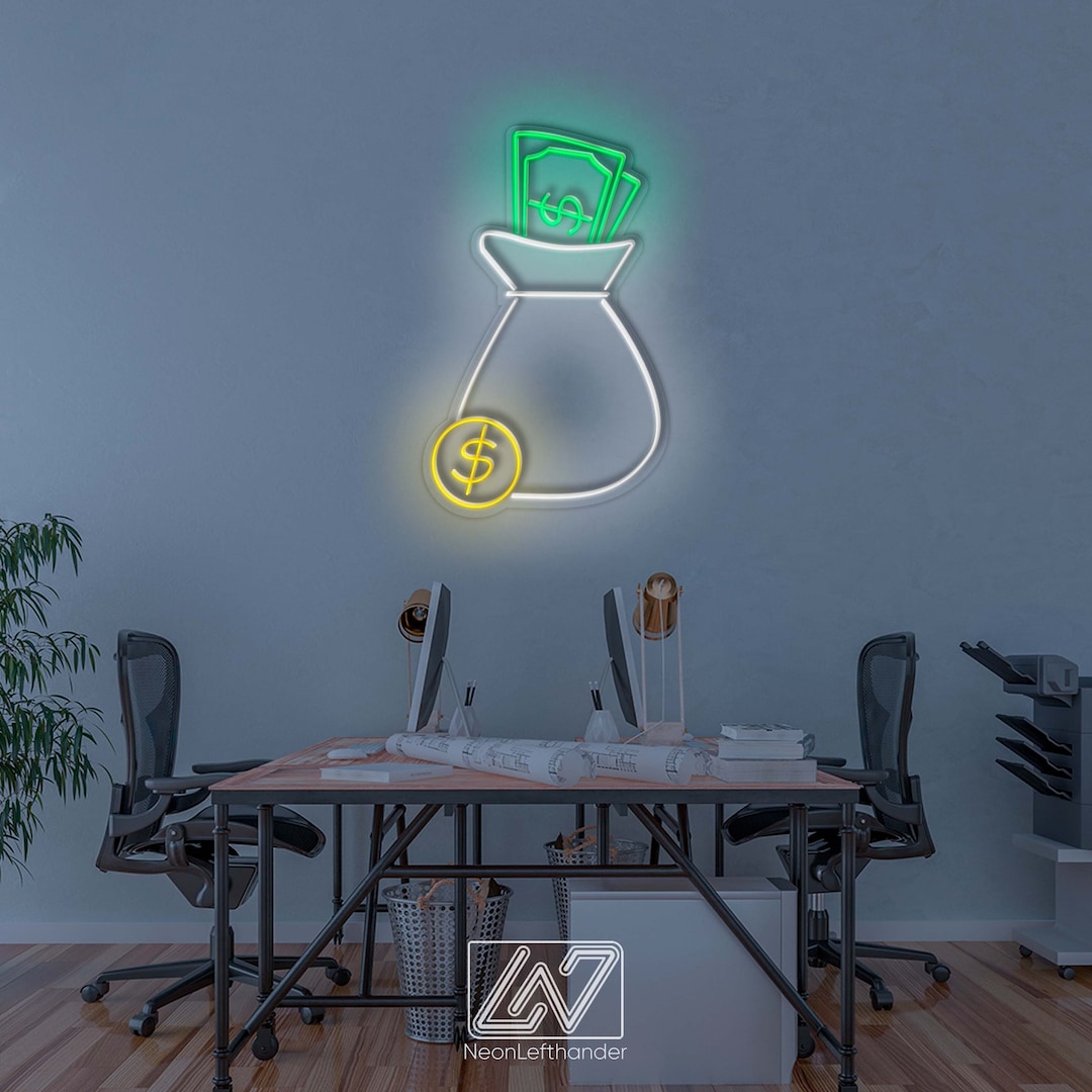 Cash Bag - LED Neon Sign | Neon Money Sign | Wall Decor | Neon Signs ...