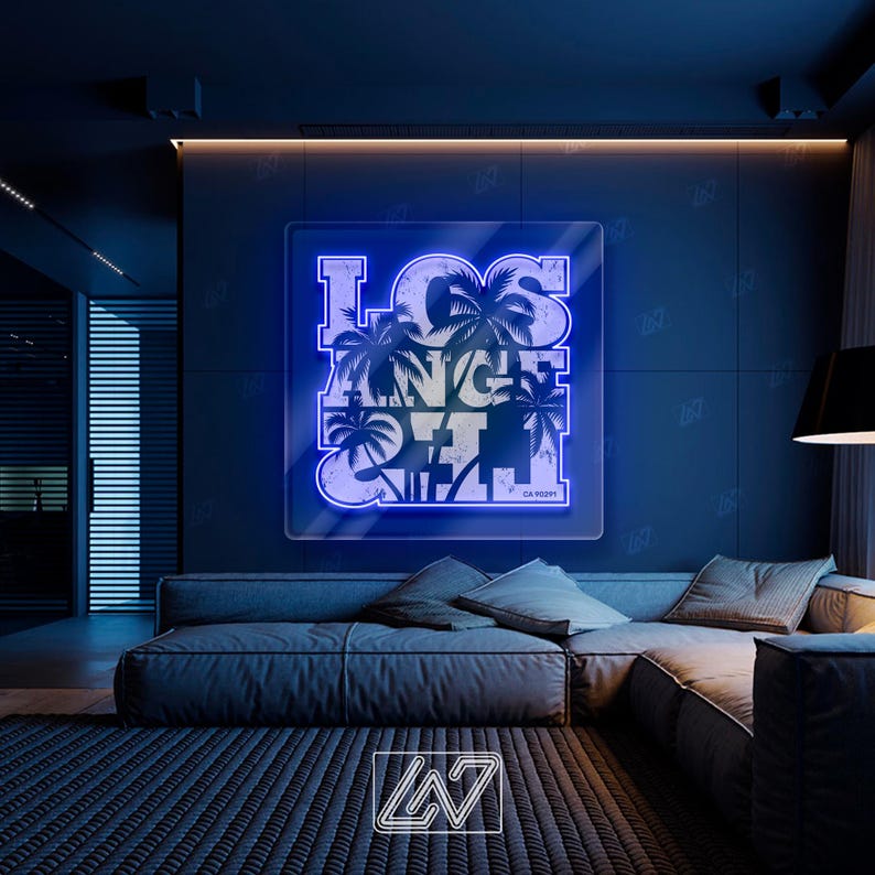 Los Angeles - LED Neon City Map Sign With UV Print, California Map Led ...