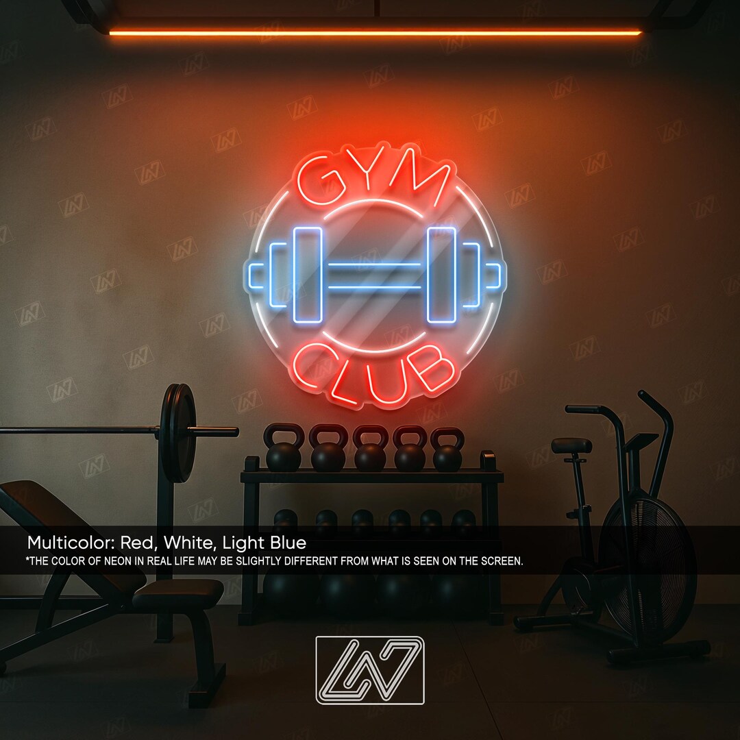 Gym Club LED Neon Sign Wall Light, Bold Motivational Fitness Decor for ...