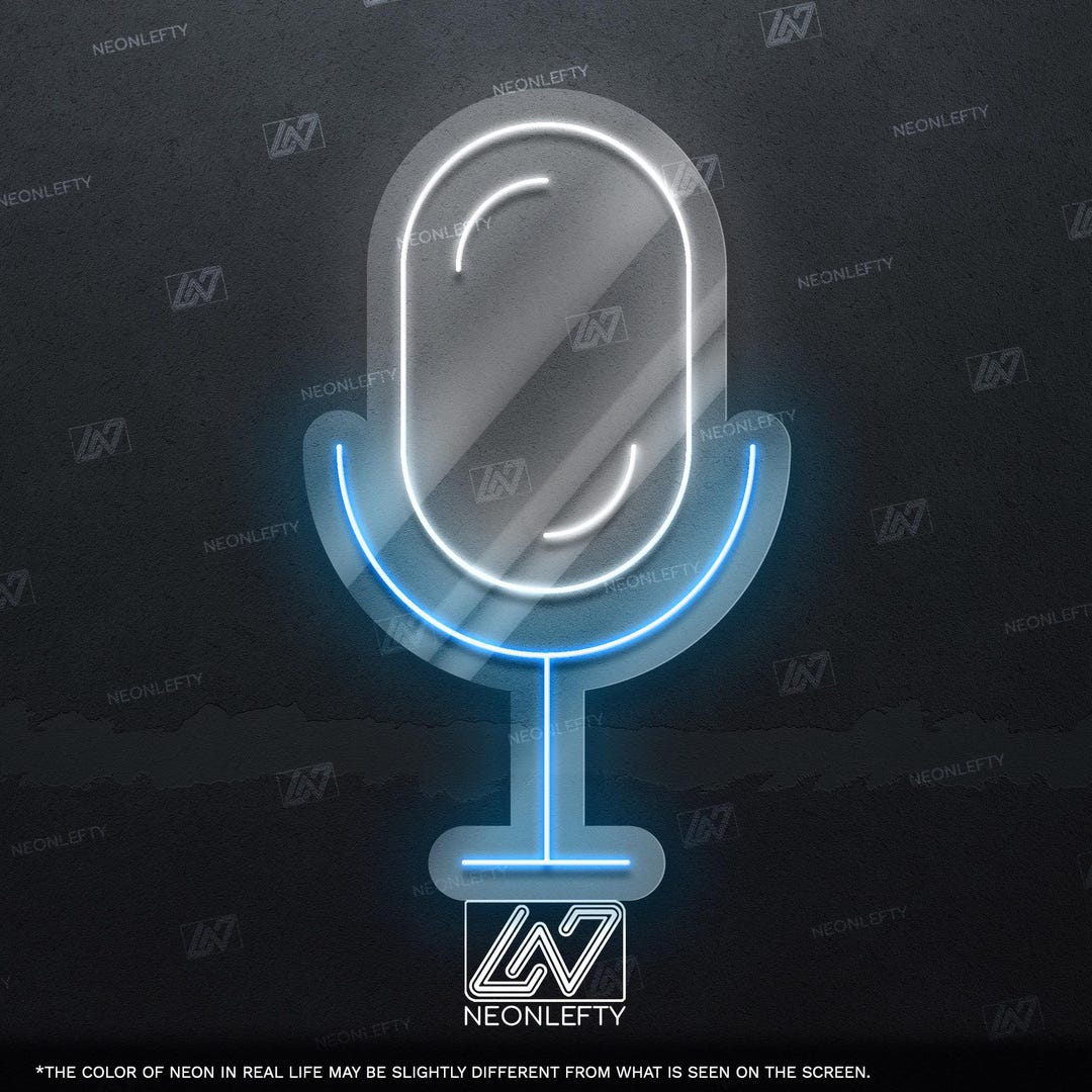 Microphone - LED Neon Sign, Studio Mic Design Perfect for Podcast Rooms ...