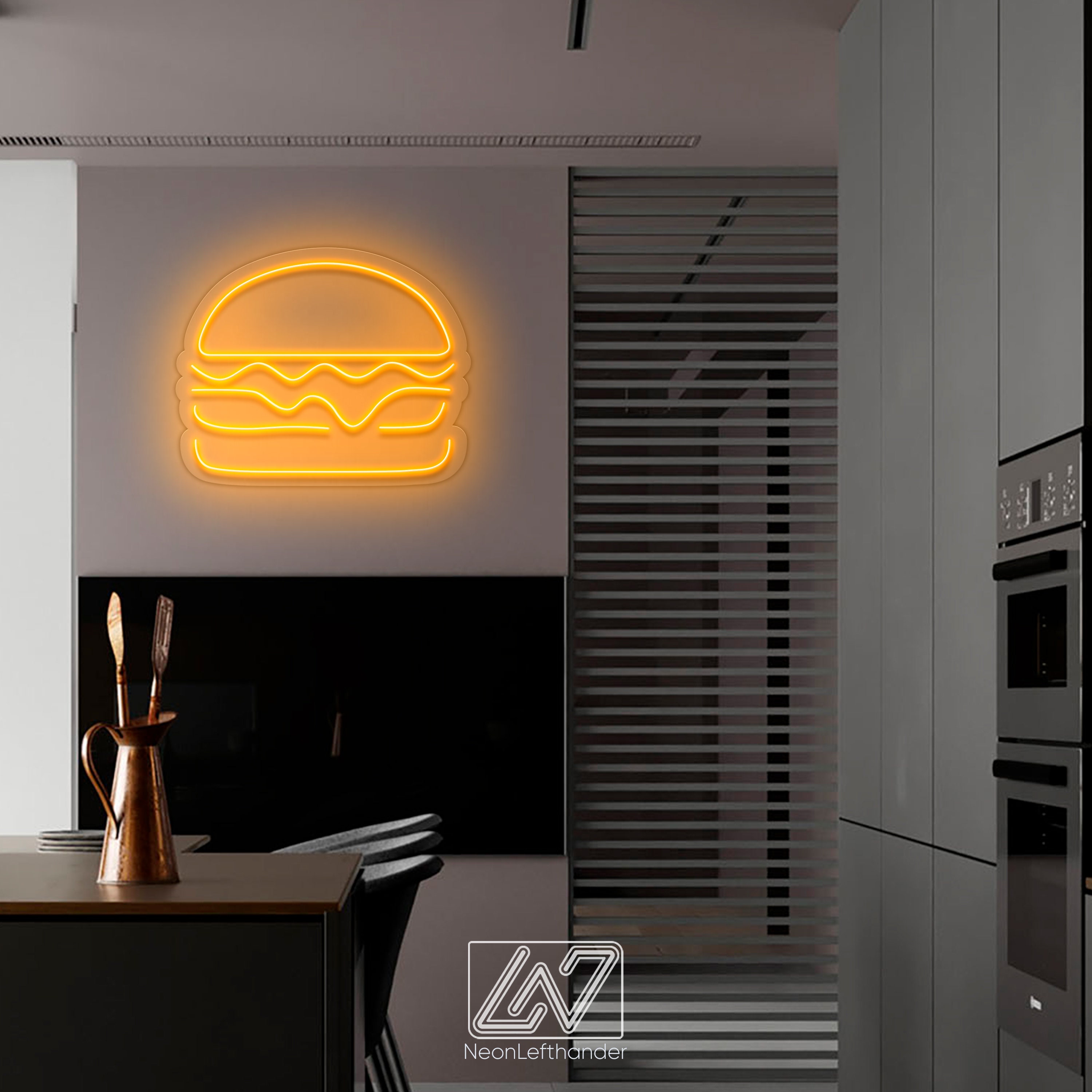 Burger - LED Neon Sign, Custom Food Neon Sign, Fast Food Shop LED Sign ...