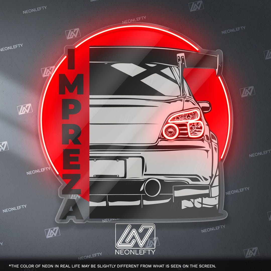 Subaru Impreza Neon Sign - Iconic Rally-bred JDM Rear View Wall Art ...