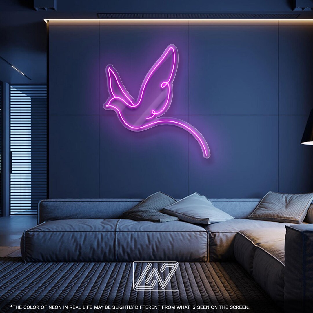 Bird LED Neon Sign - Minimalist Light up Wall Art for Nature Lovers ...