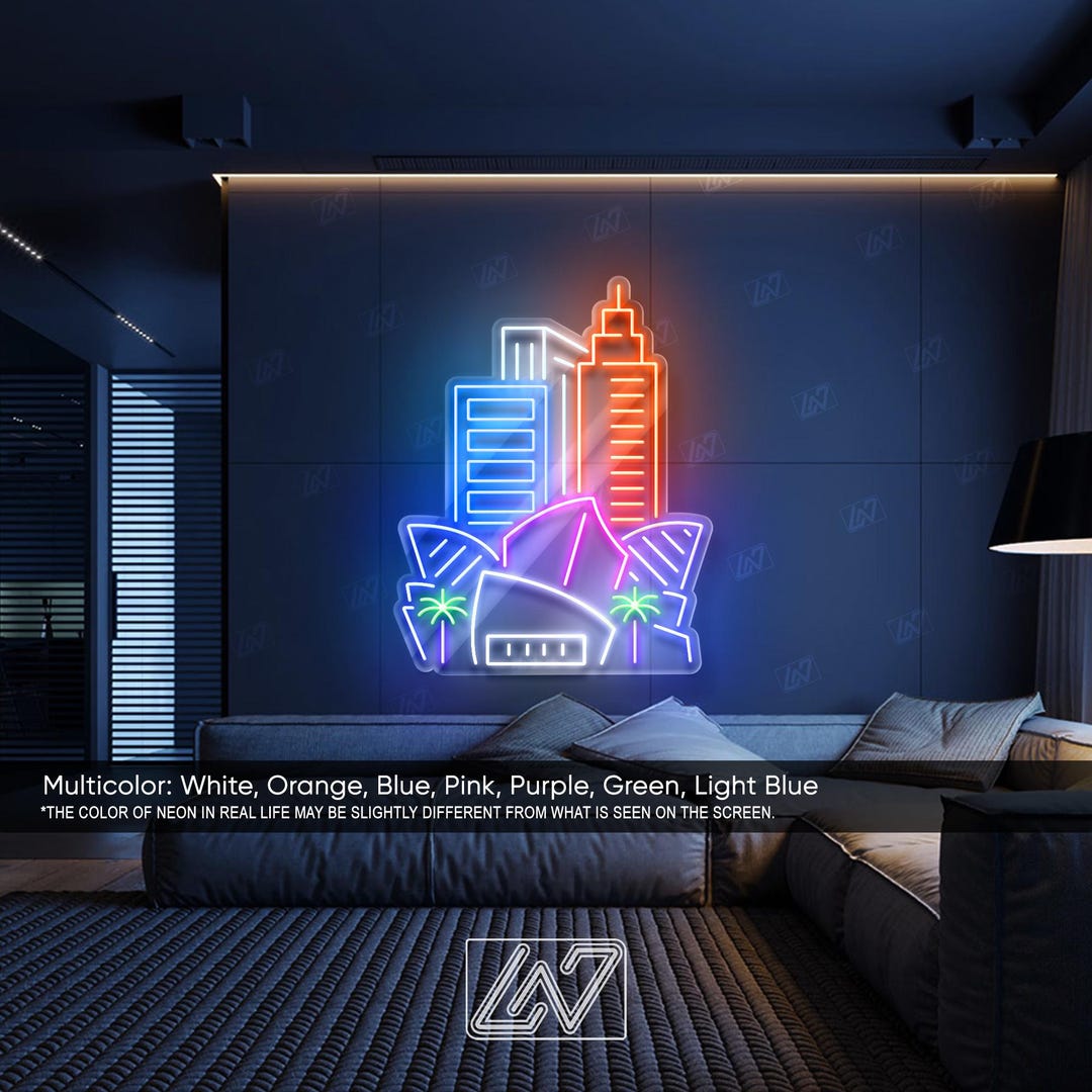 Skyscrapers of the City Neon Sign, Urban Skyline LED Wall Art, Modern ...