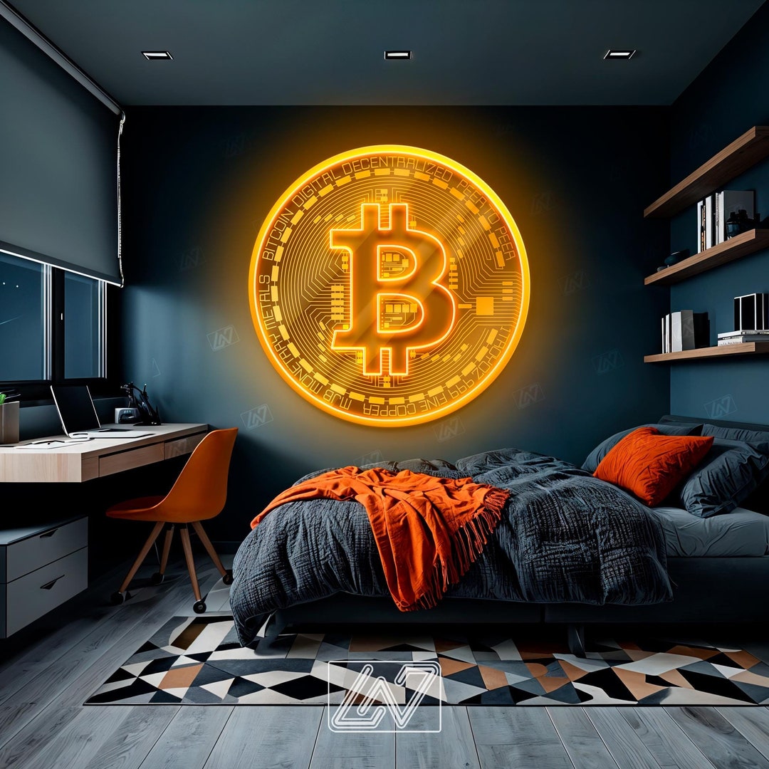 Bitcoin - LED Neon Sign With UV Print, Bedroom Neon Sign, Crypto Neon ...