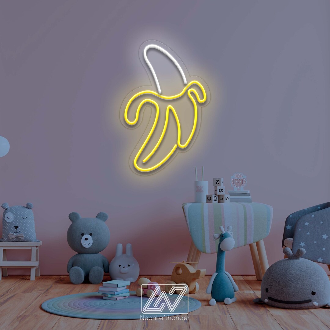 Banana - LED Neon Sign, Half Peeled Banana Led Neon Light for Kitchen ...
