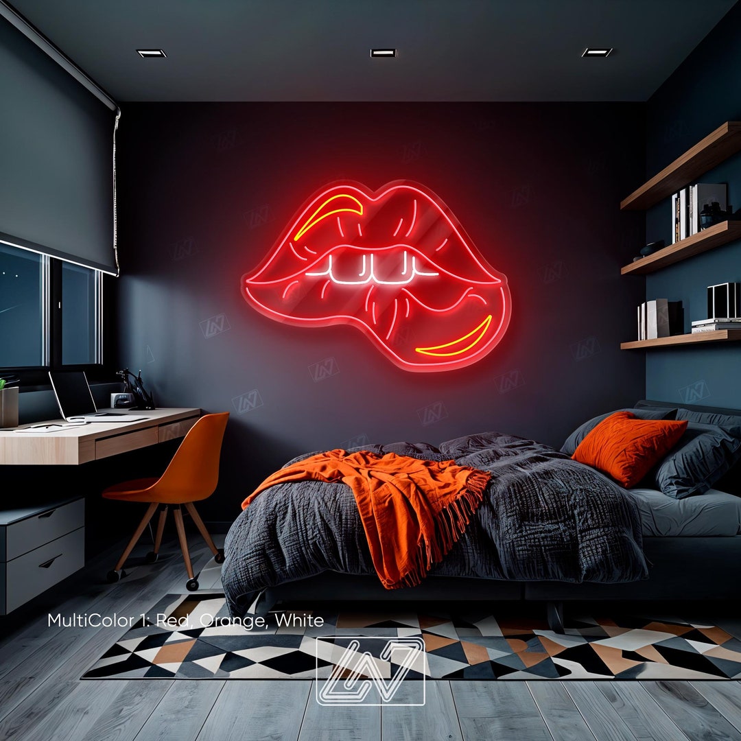 Sexy Lip - LED Neon Sign, Wall Decor, Wall Sign, Neon Lights, Kiss Lips ...