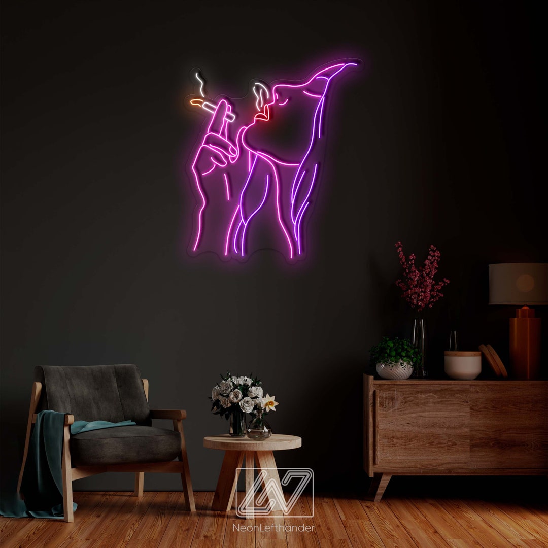 Smoking Girl - LED Neon Sign, Custom Sexy Woman, Smoking Girl Led Signs ...