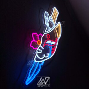 Kitsunemask - LED Neon Sign, Demon Neon Sign, Anime Wall Art, Led Neon ...
