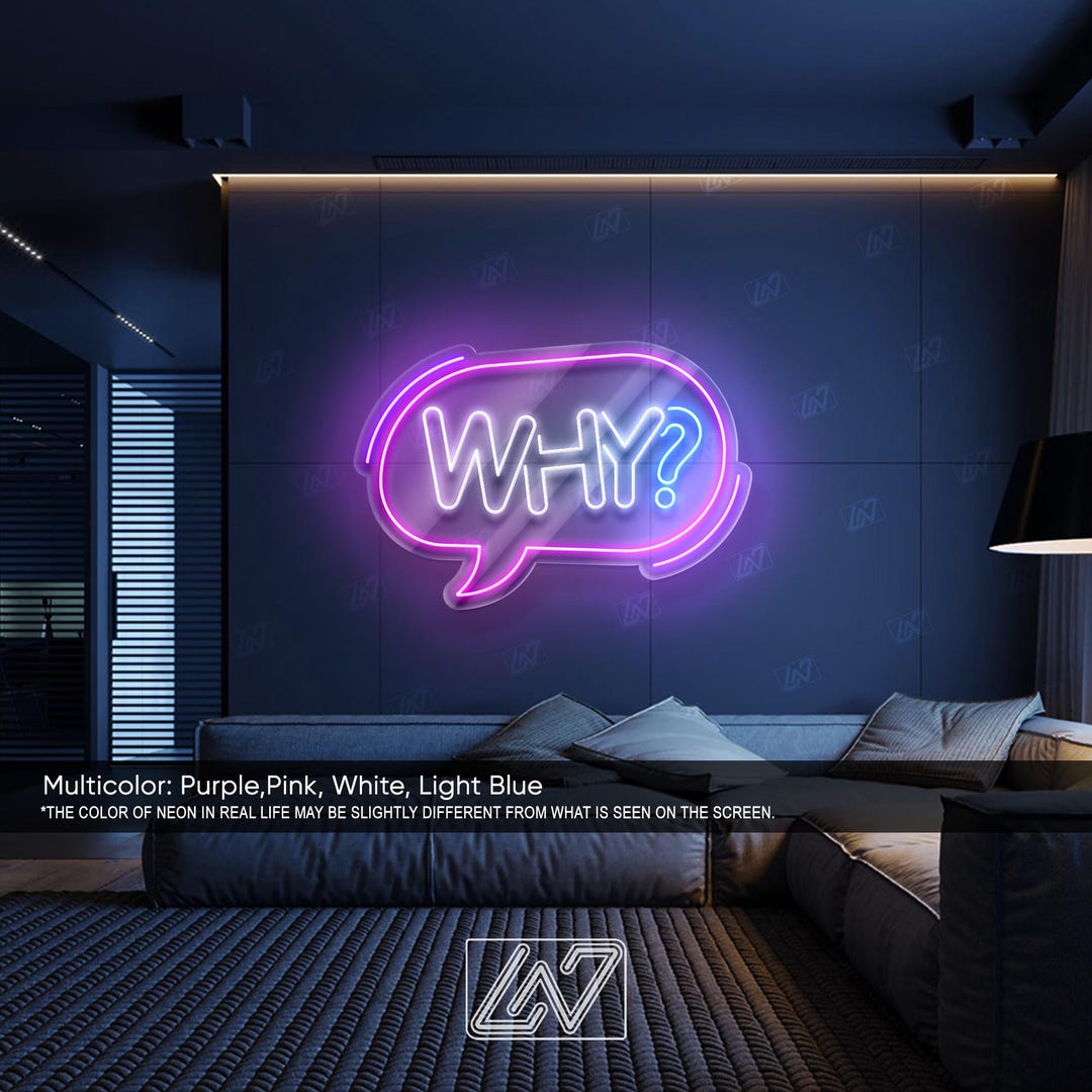 What?- LED Neon Sign, Aesthetic LED Wall Light, Cool Expression Neon ...