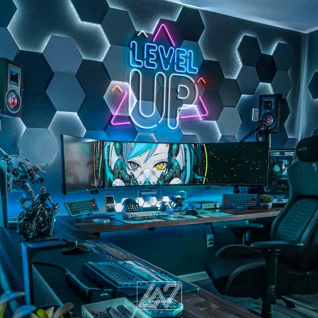 Level UP - LED Neon Sign, Games Neon Sign, Games Character, Neon Game ...