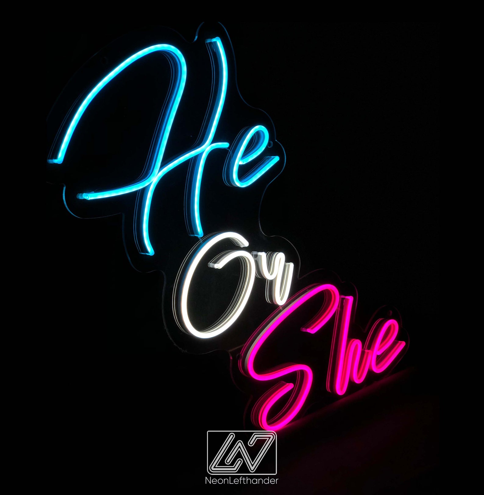 He or She - LED Neon Sign, Gender Party, Gender Reveal Party Neon Sign ...