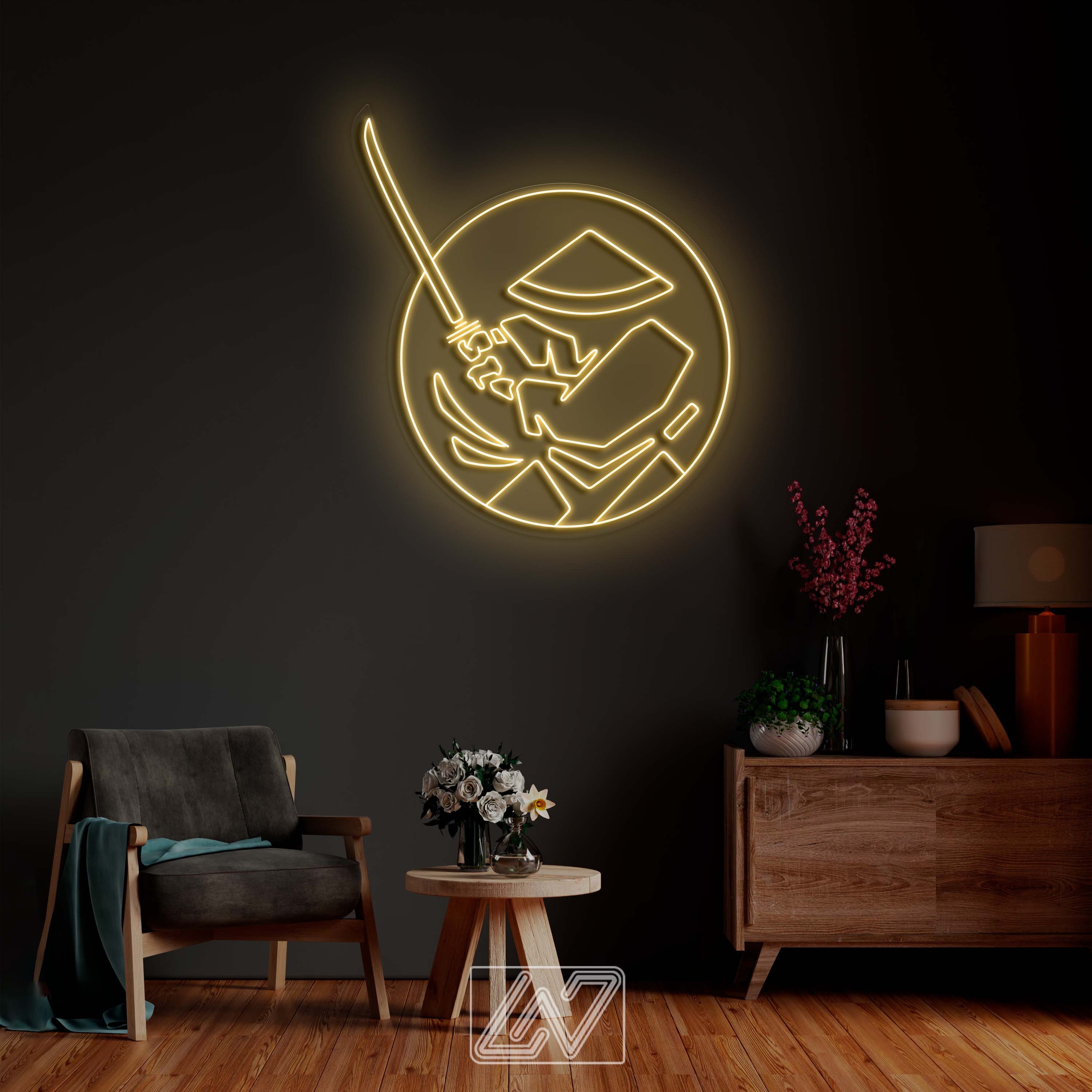 The Samurai - LED Neon Sign, Cartoon Neon Sign, Сartoon Character, Neon ...