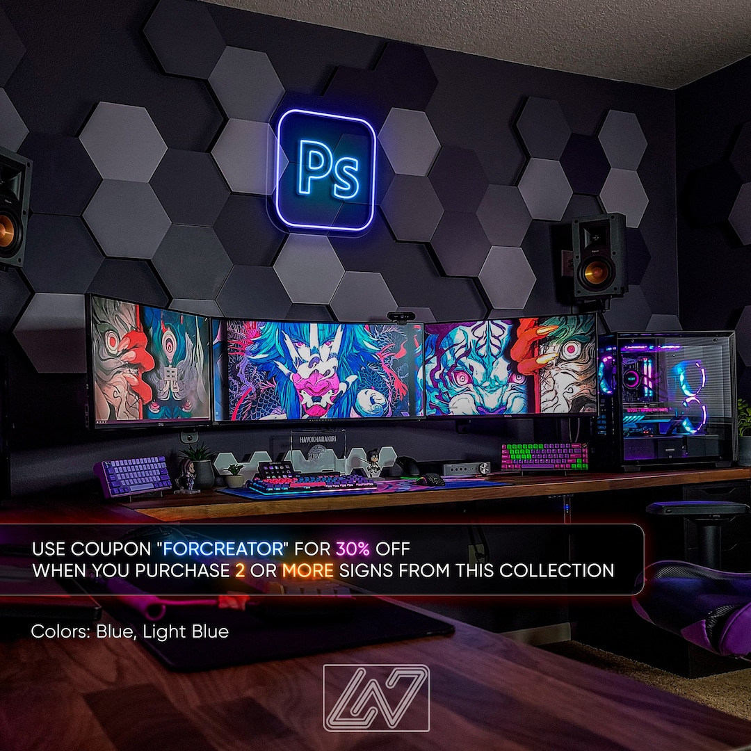 Photoshop - LED Neon Sign, Logo Neon Light, IT Programs Logo, Designer ...