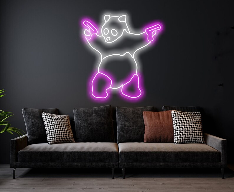 Panda LED Neon Sign animal Sign Panda Light Gangsta Panda | Etsy