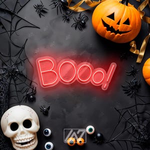 Booo! - LED Neon Sign, Spooky Halloween Led Decor, Scary Halloween ...