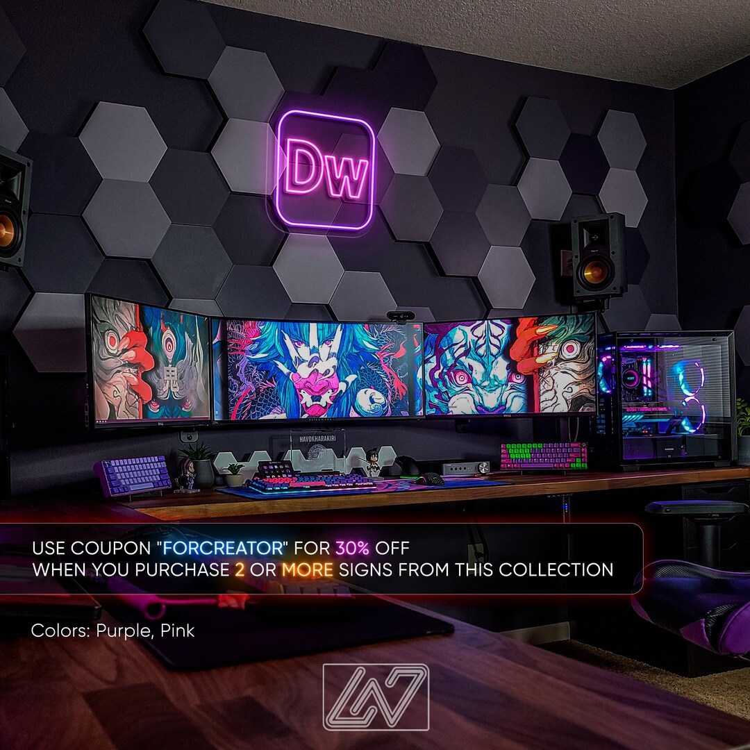 Dreamweaver - LED Neon Sign, Logo Neon Light, IT Programs Logo, Сoding Room Decor, Gift for ...