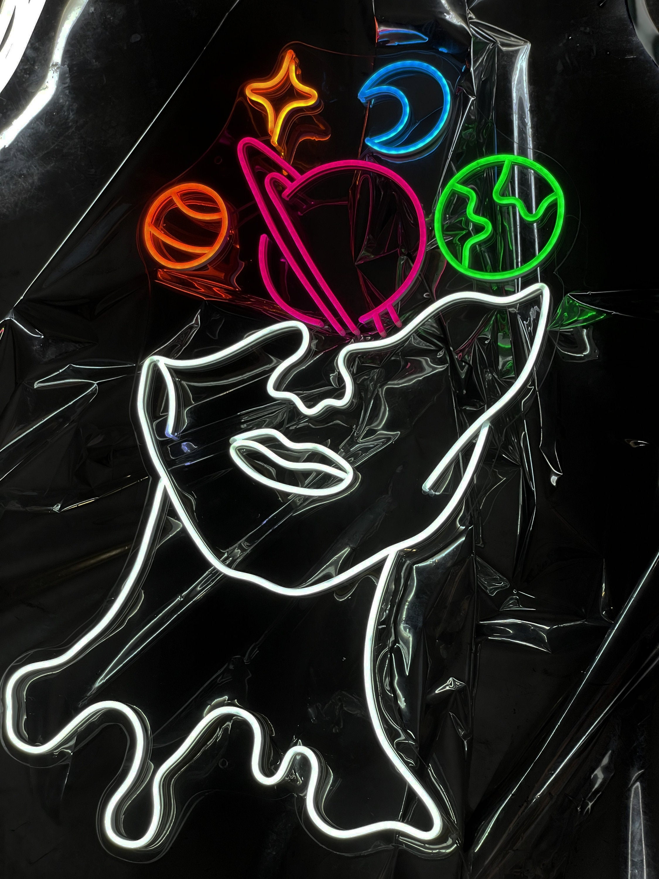 Space Face LED Neon Sign Interior Decor Room Decor Wall | Etsy