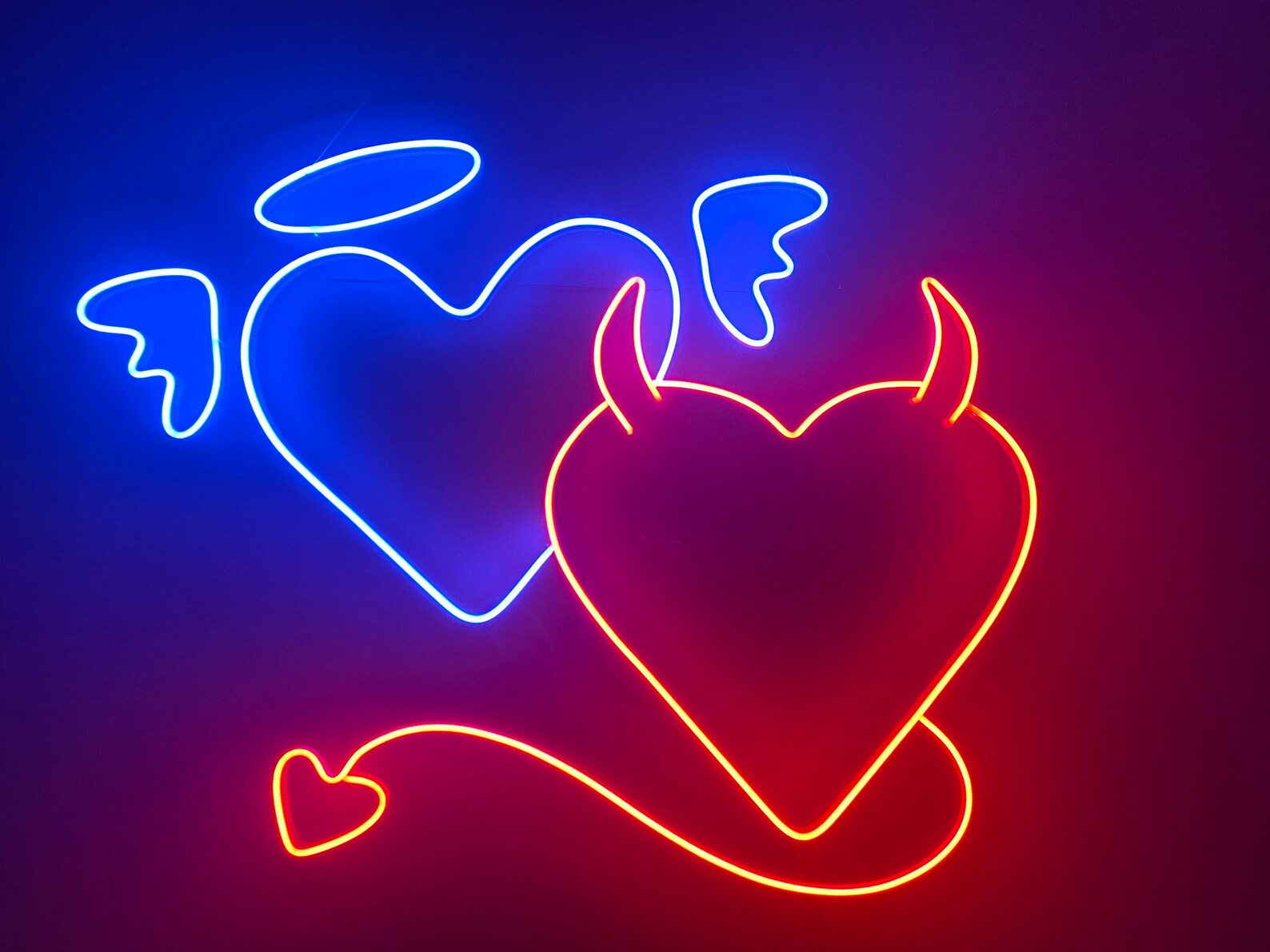 Angel and Devil Neon Sign Custom Neon Sign, Angel and Demon, Led Neon ...