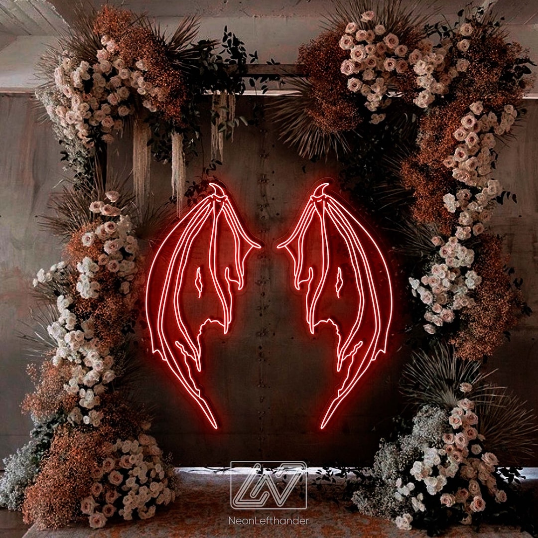 Devil Wings - LED Neon Sign, Event Decor, Neon Wings, Lucifer Neon Sign ...