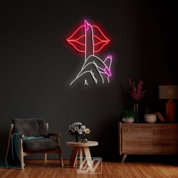 Shhhh LED Neon Sign Lips and Finger Custom Sexy Woman | Etsy