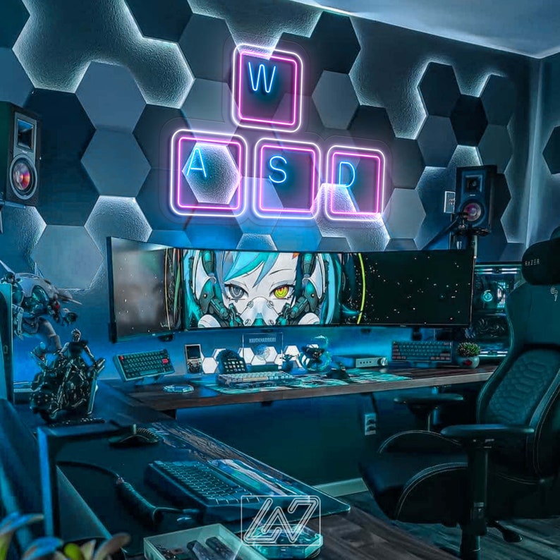 WASD LED Neon Sign Dualshock Neon Game Controller Decor - Etsy