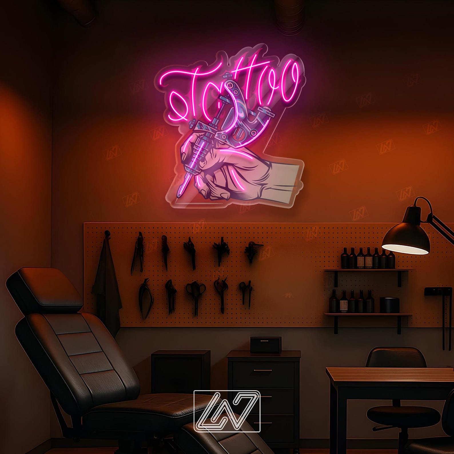 Tattoo Studio Neon Sign LED Wall Light, Bold Ink Parlor Decor for ...