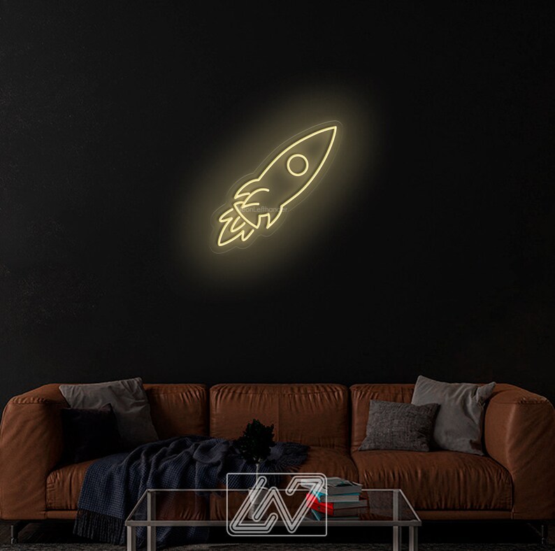 Rocketship LED Neon Sign Interior Decor Room decor Wall | Etsy