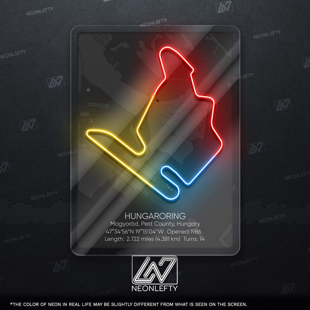 Hungaroring Neon Sign - Legendary Hungarian Formula 1 Circuit Art for ...