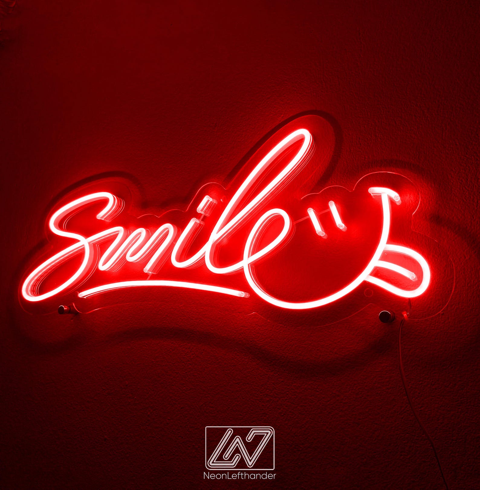 Smile - LED Neon Sign, Smiley Face Neon Sign, Smile LED Decor, Emoji ...
