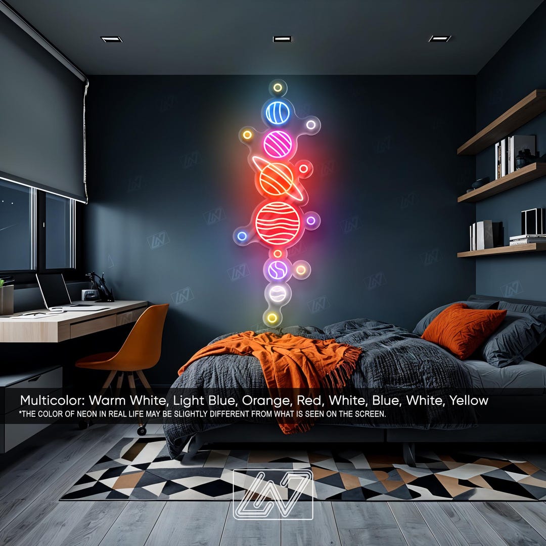 Solar System Neon Sign LED Wall Light, Colorful Planet Space Decor for ...
