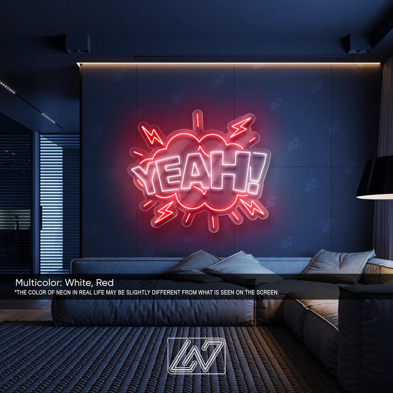 Yeah!- LED Neon Sign, Aesthetic LED Wall Light, Cool Expression Neon ...