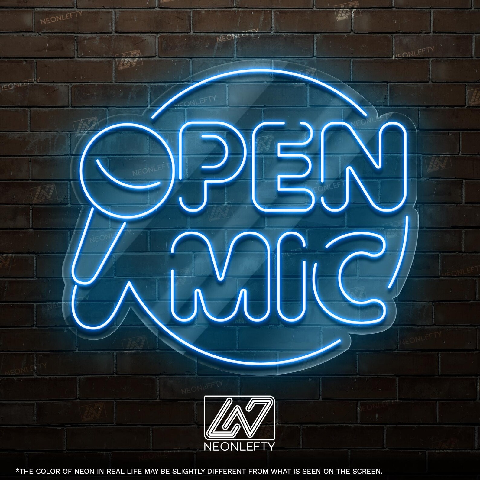 Open Mic Neon Sign - Bold LED Wall Decor With Microphone Design ...