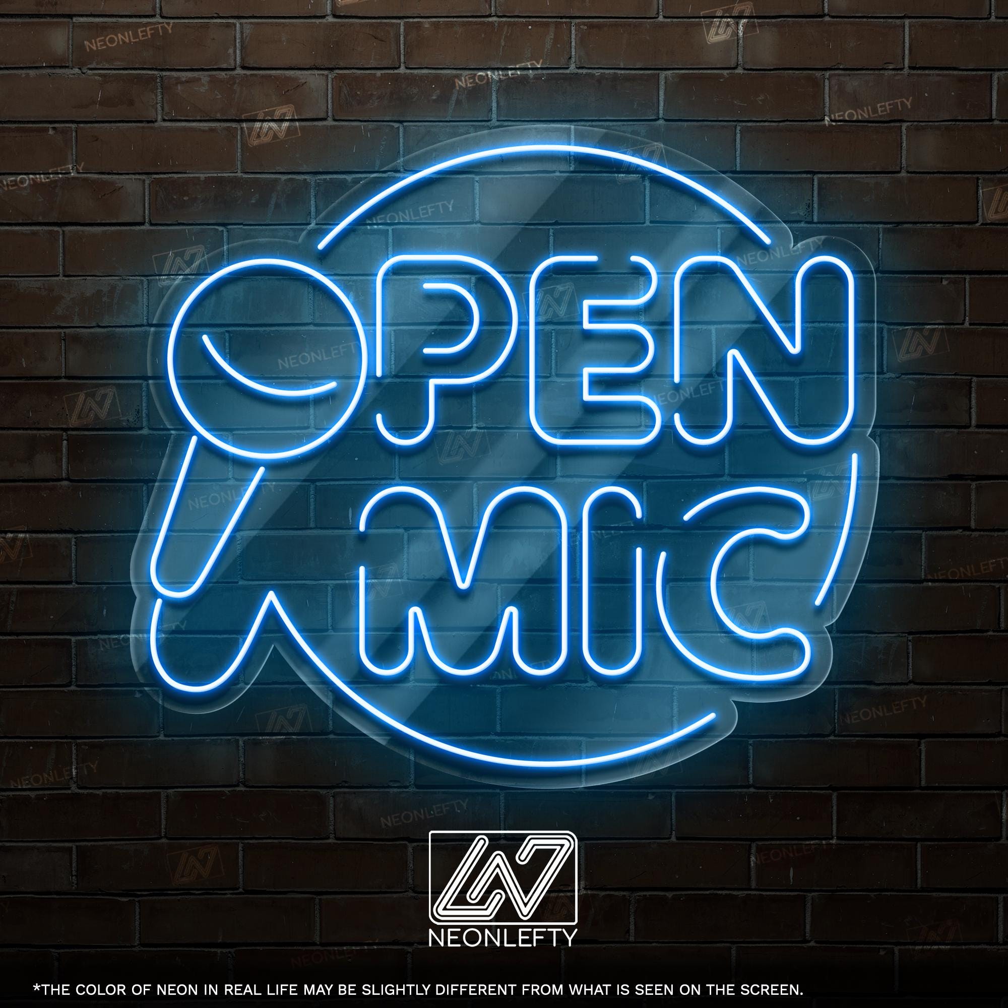 Open Mic Neon Sign - Bold LED Wall Decor With Microphone Design ...
