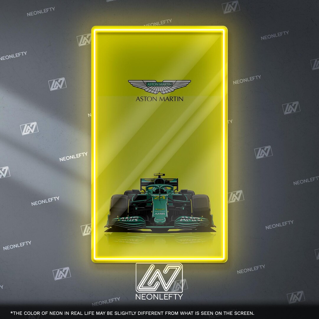 Aston Martin F1 Neon Sign - Front View Wall Art of Aston Martin Formula ...