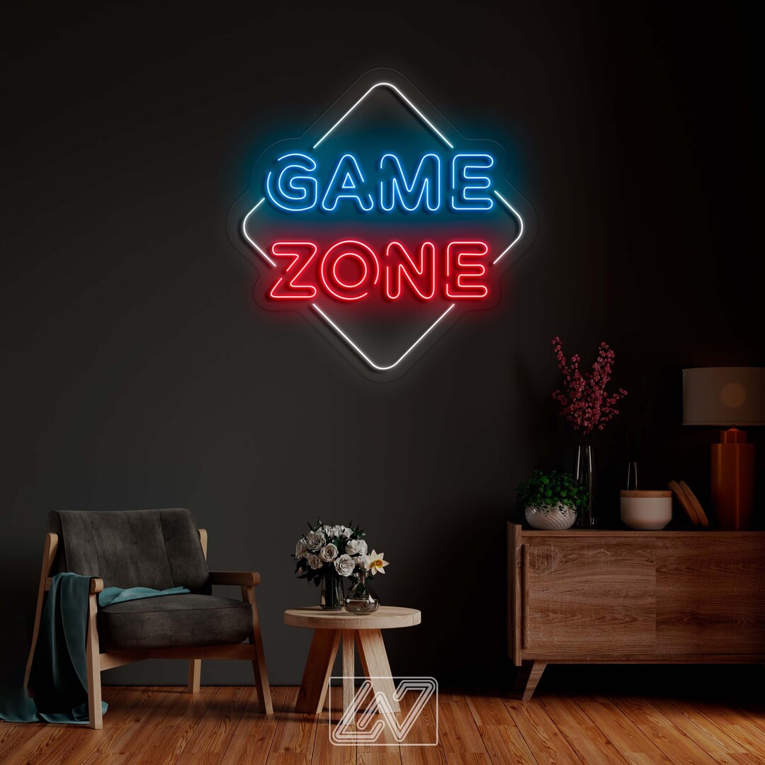 Game Zone - LED Neon Sign, Games Neon Sign, Games Character, Neon Game ...