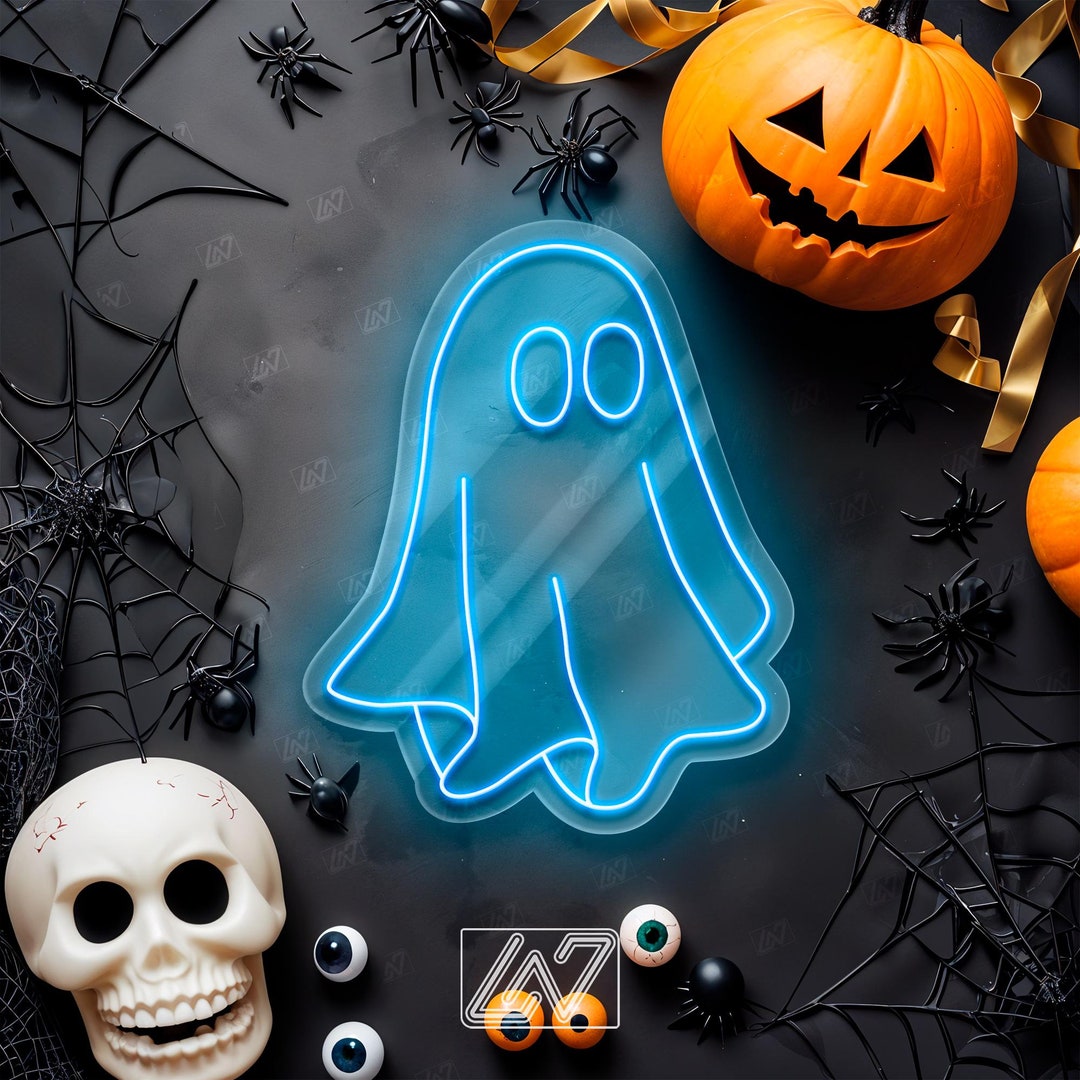 Ghost - LED Neon Sign, Spooky Halloween, Custom Neon Sign, Cute Ghost ...