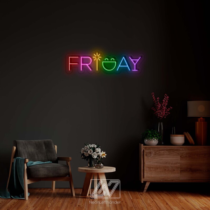 Friday - LED Neon Sign, Vibe Neon Sign, Less Monday More Friday, Neon ...