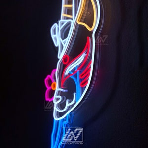 Kitsunemask - LED Neon Sign, Demon Neon Sign, Anime Wall Art, Led Neon ...