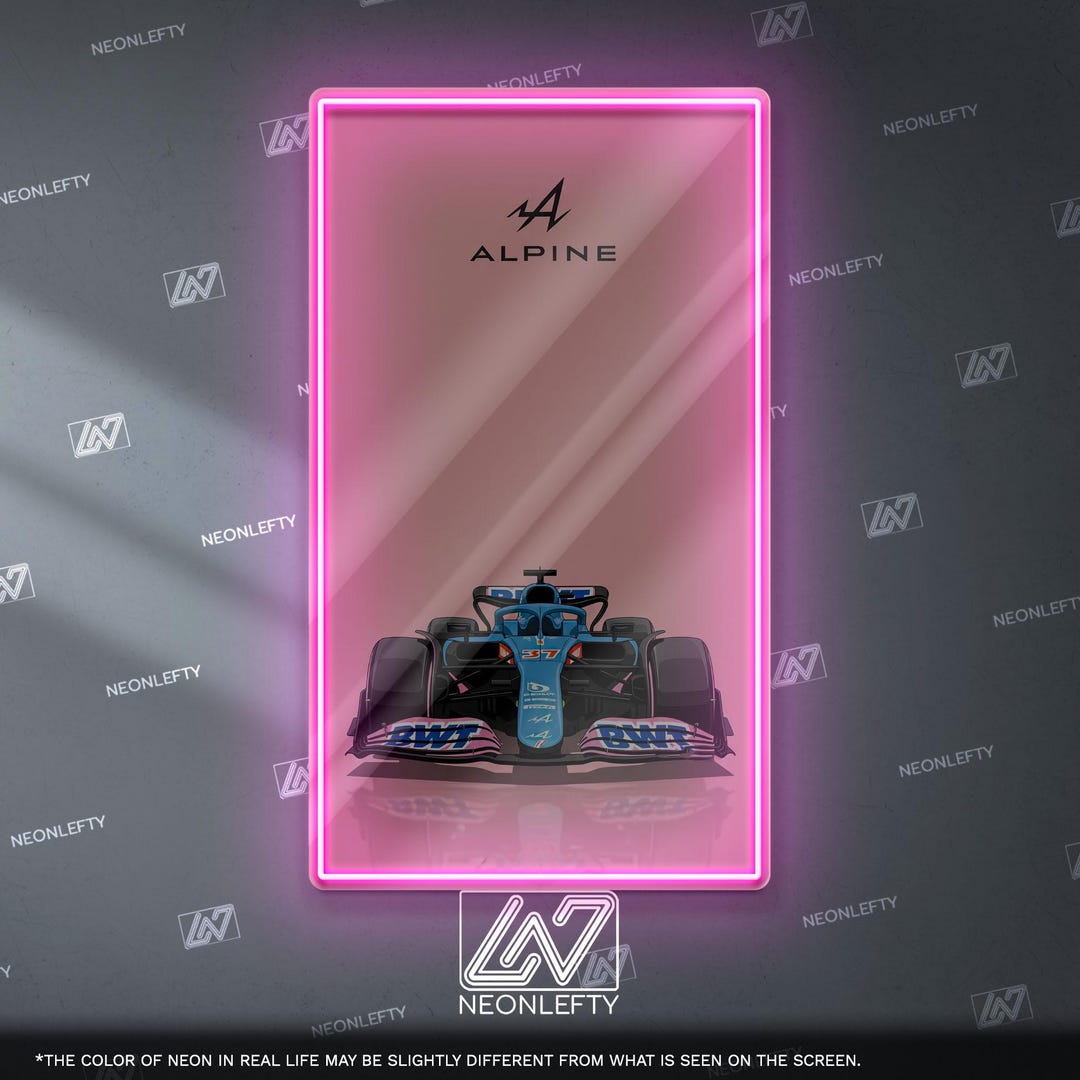 Alpine F1 Neon Sign - Front View Wall Art of Alpine Formula 1 Car ...