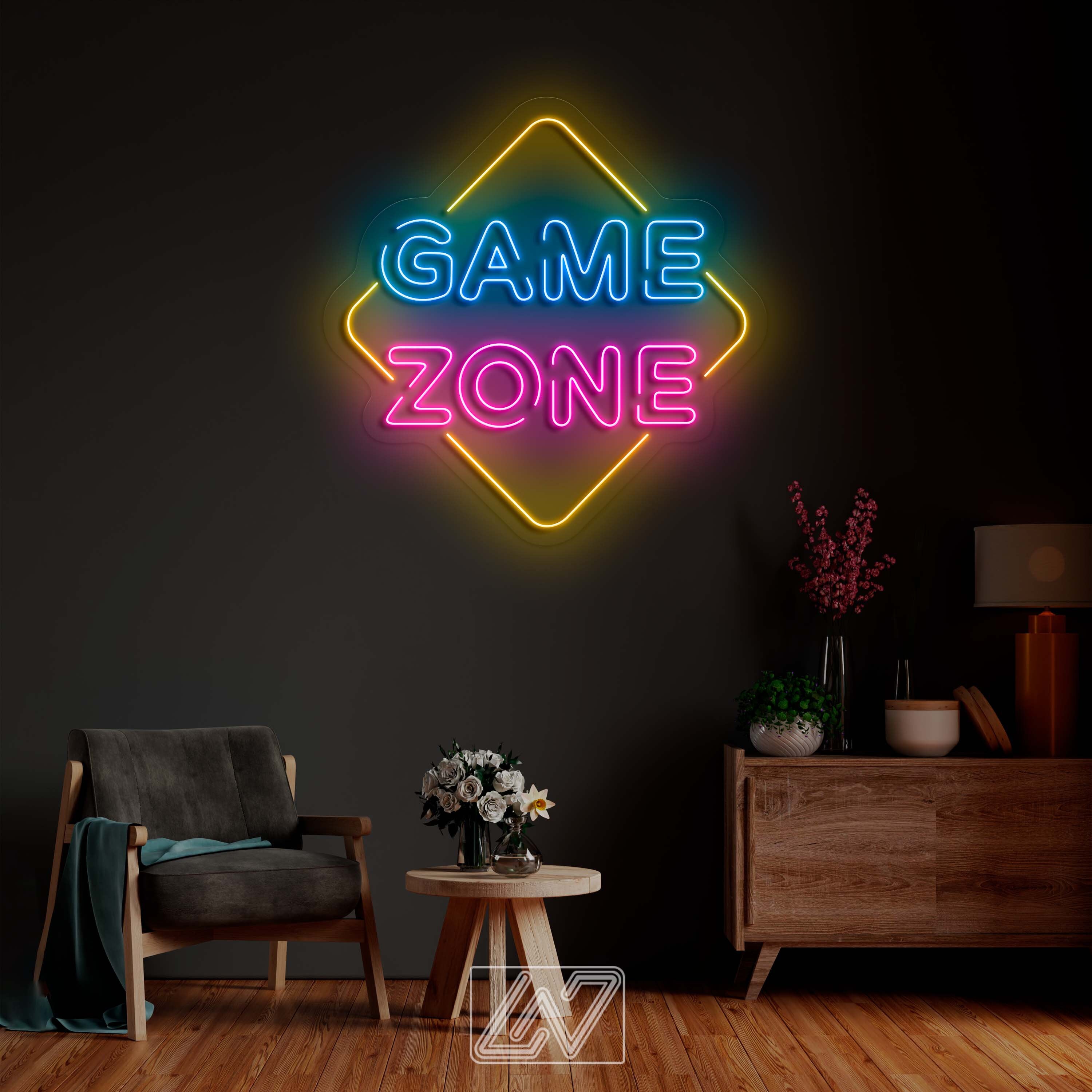 Game Zone - LED Neon Sign, Games Neon Sign, Games Character, Neon Game ...
