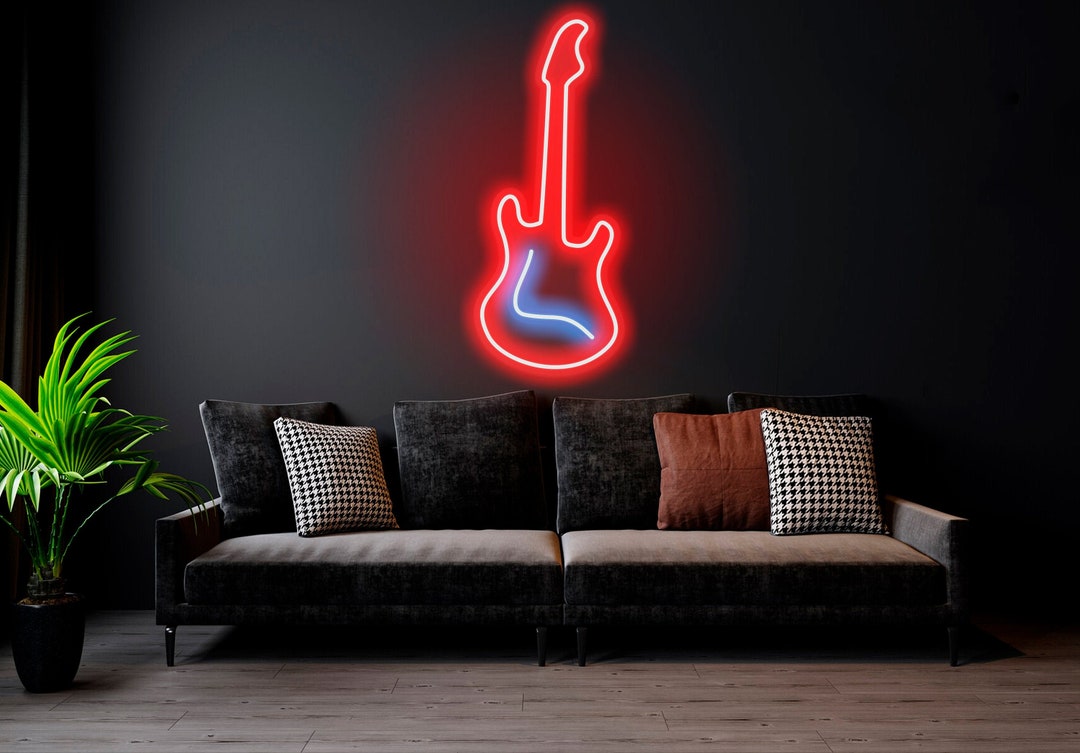Guitar - LED Neon Sign , Home Interior Decor, Neon Lights, Bedroom Neon ...