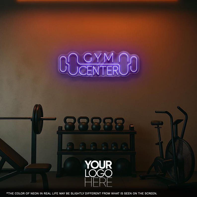 Gym Center LED Neon Sign - Modern Wall Light for Home Gym, Fitness ...