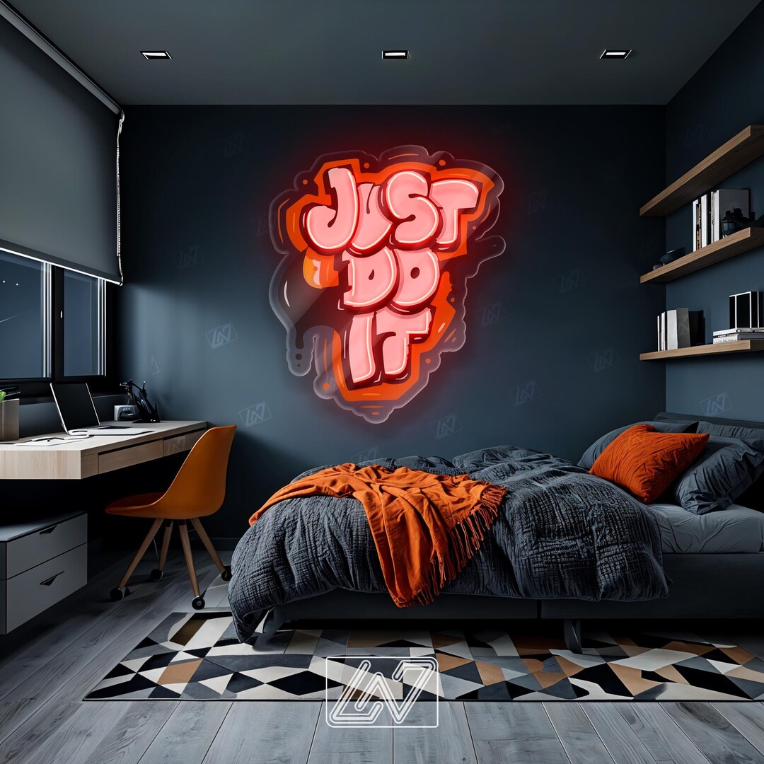 Just Do It Neon Sign With UV Printing, Bold Motivational LED Wall Art ...