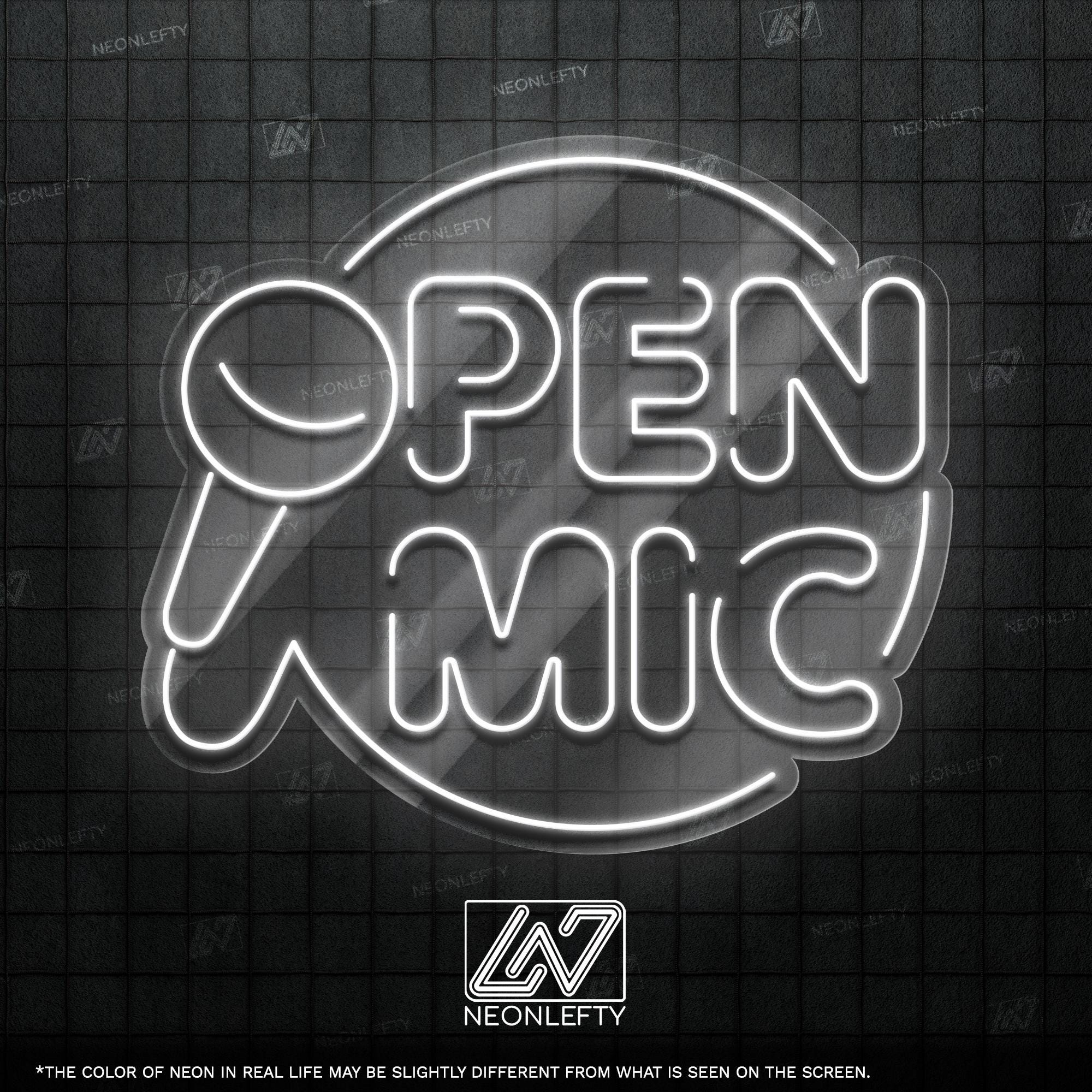 Open Mic Neon Sign - Bold LED Wall Decor With Microphone Design ...